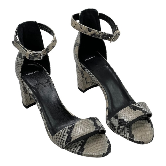Aquatalia | Shoes | Aquatalia Selena Snake Print Leather Heeled Sandals ...
